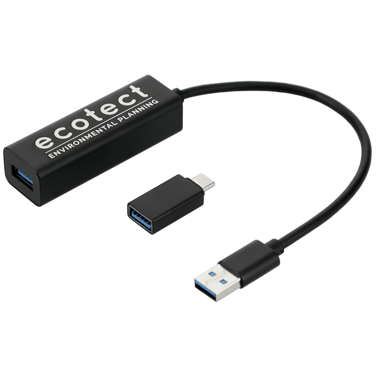 Aluminum 4 port Usb 3 0 Hub With Type C Adapter Corporate Specialties aluminum-4-port-usb-3-0-hub-with-type-c-adapter-corporate-specialties