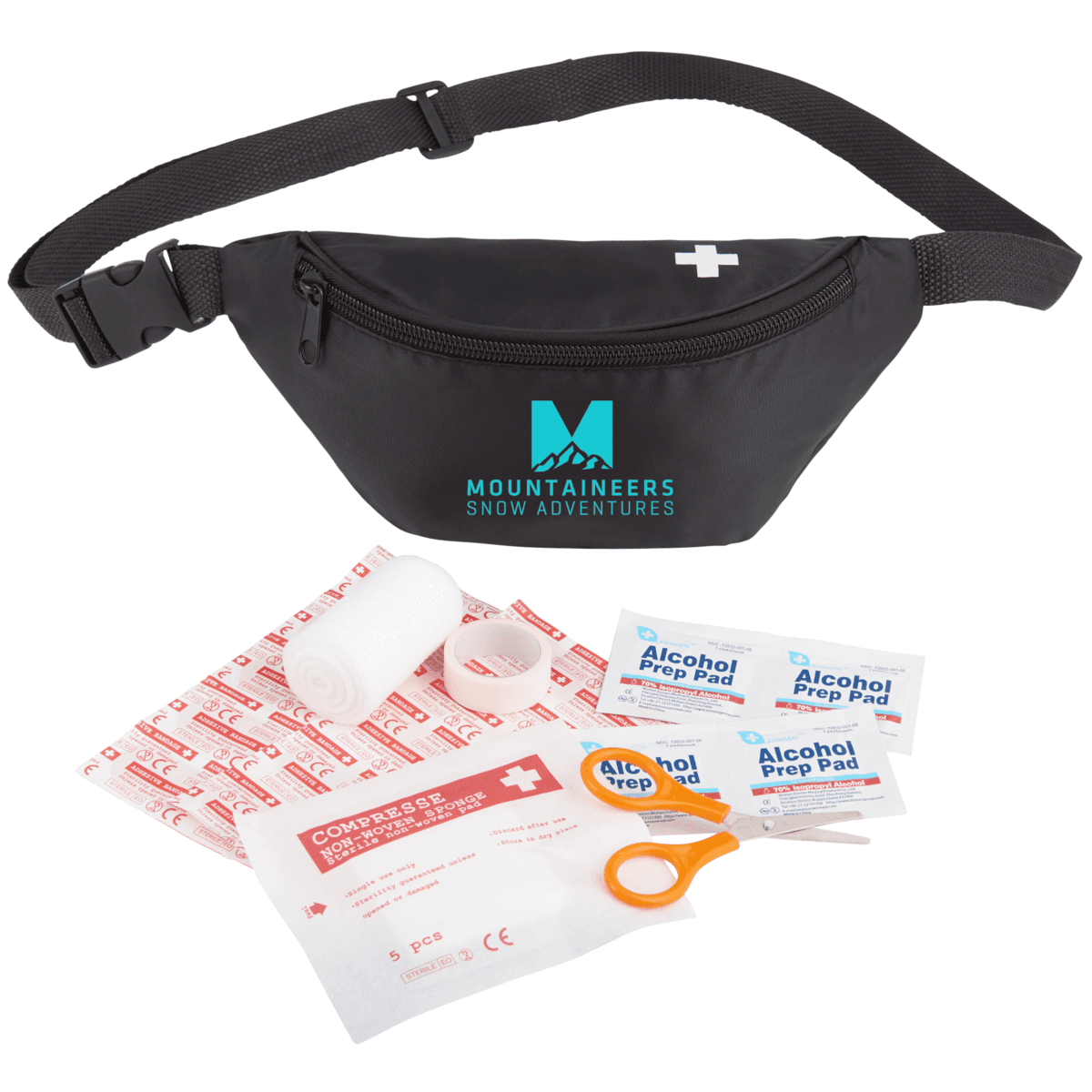 Hipster 18-piece first aid fanny pack | Corporate Specialties
