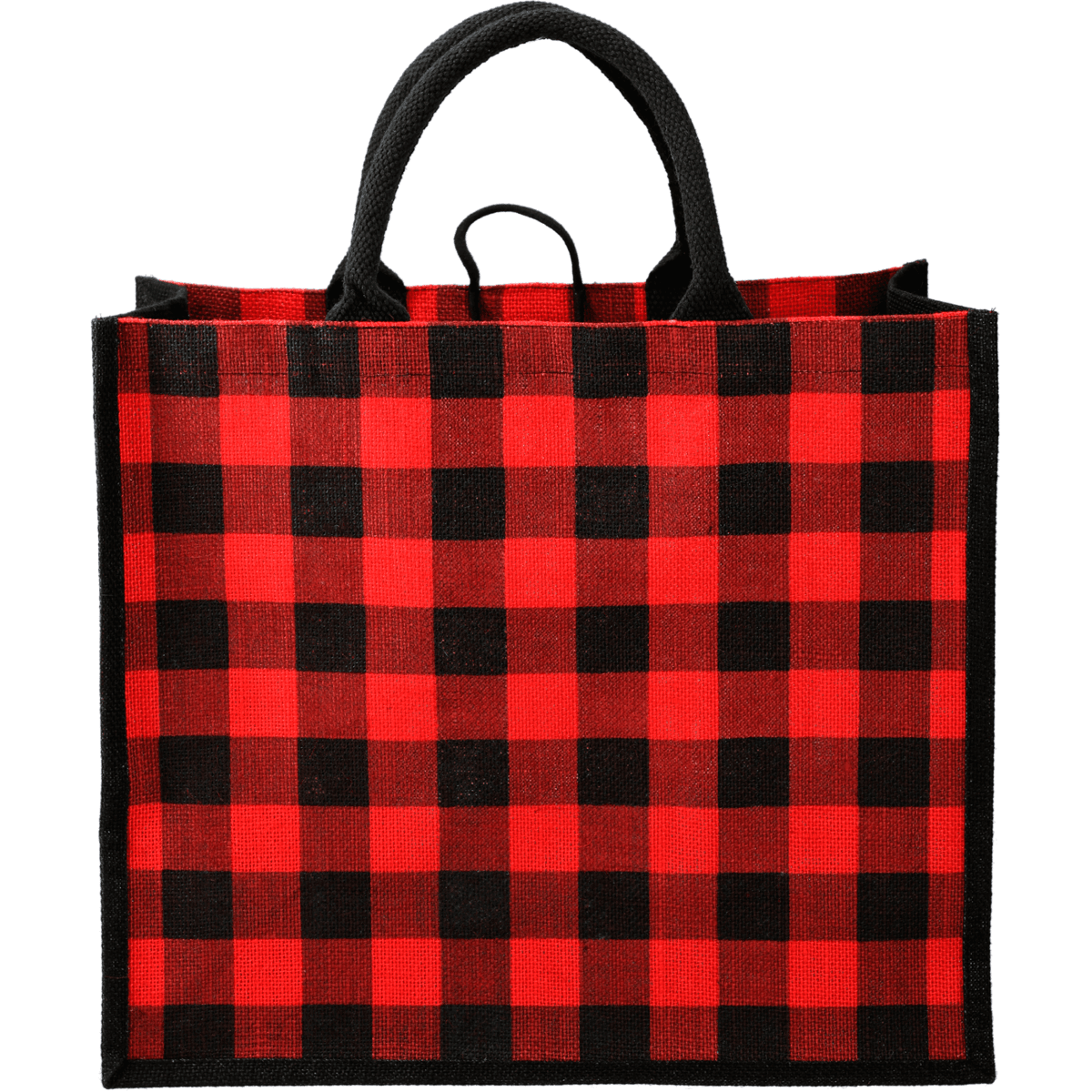 Custom Buffalo plaid printed jute tote Brand Merch| BrandExtenders