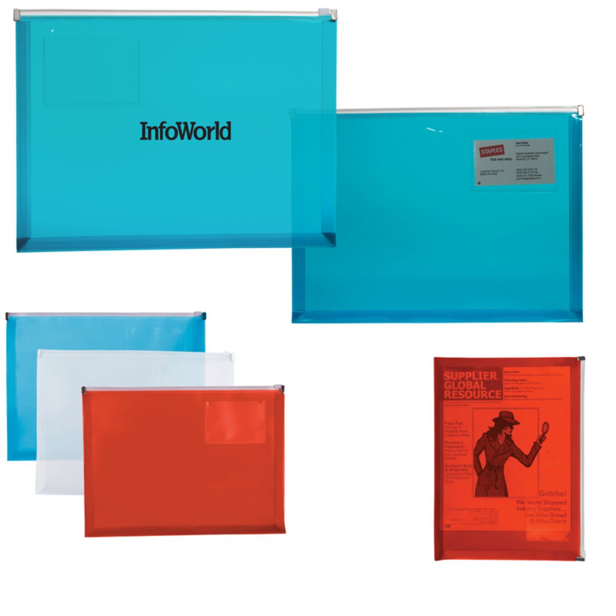 Promotional Pp zip-closure envelope with business card slot ...