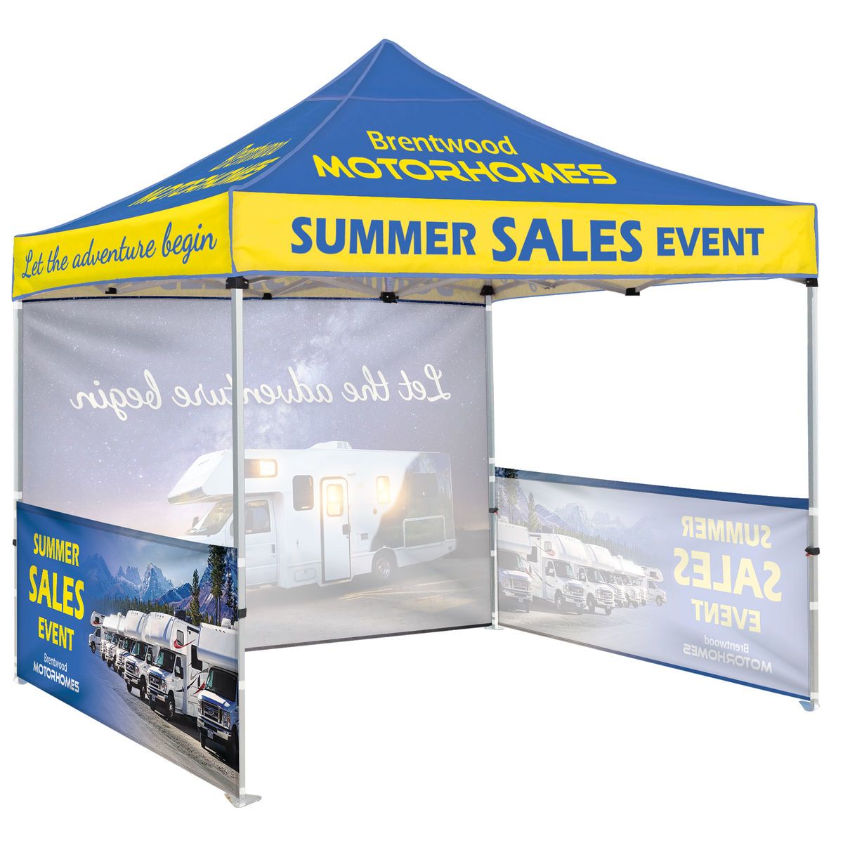 Promotional 10' heavy duty tent with one full wall and two half walls ...