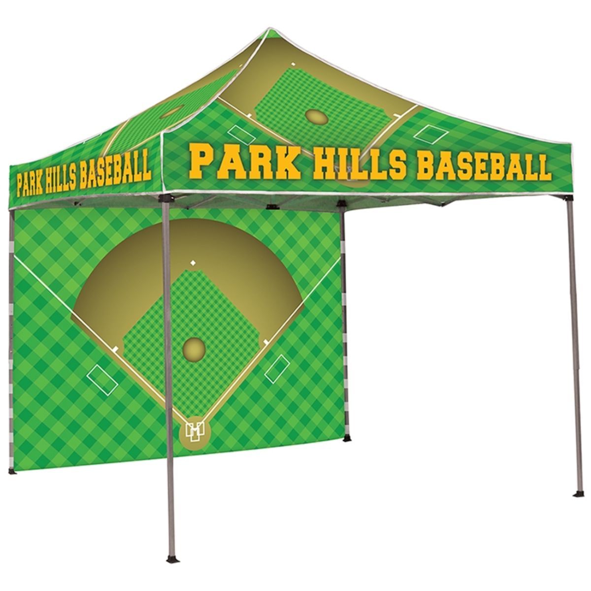 Promotional 10' square canopy tent w/one full double sided wall ...
