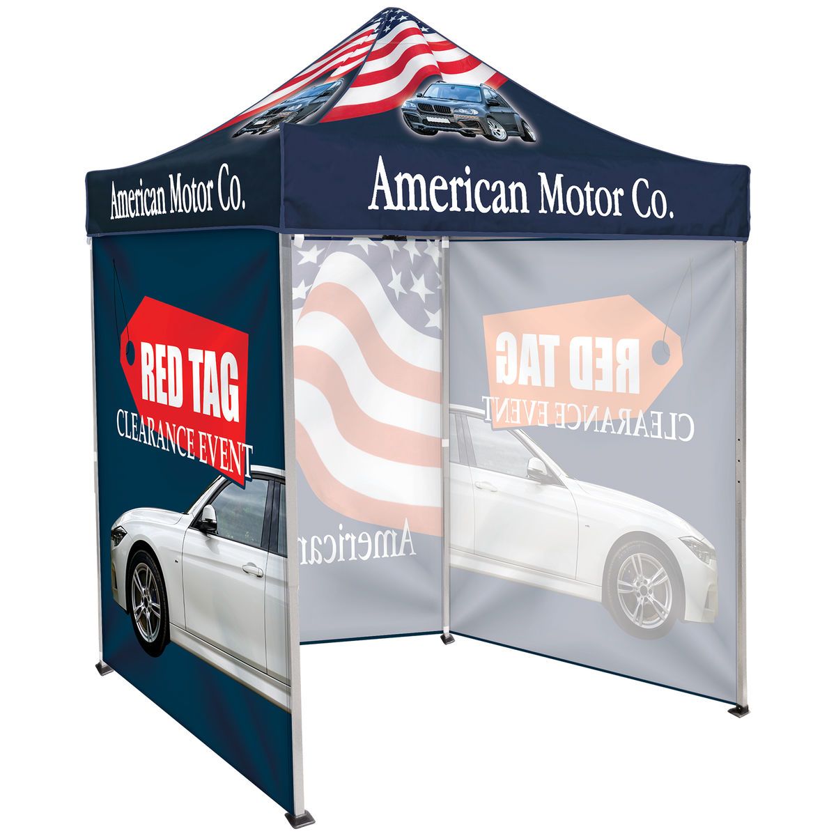Promotional 6.5' square canopy tent with 3 full single sided walls ...