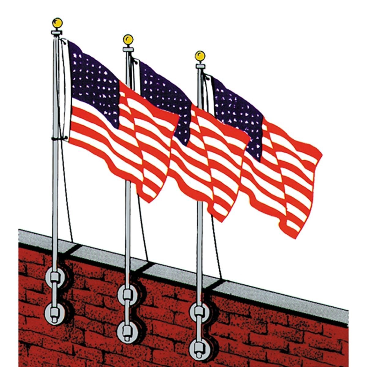 12 Vertical Wall Mounted Flagpole Set With Brackets Order Swag