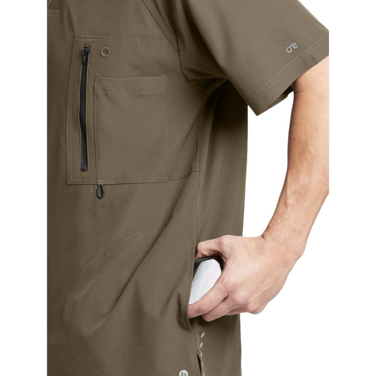 Barco one - men's amplify top, v-neck scrub top w zip pockets 360 ...