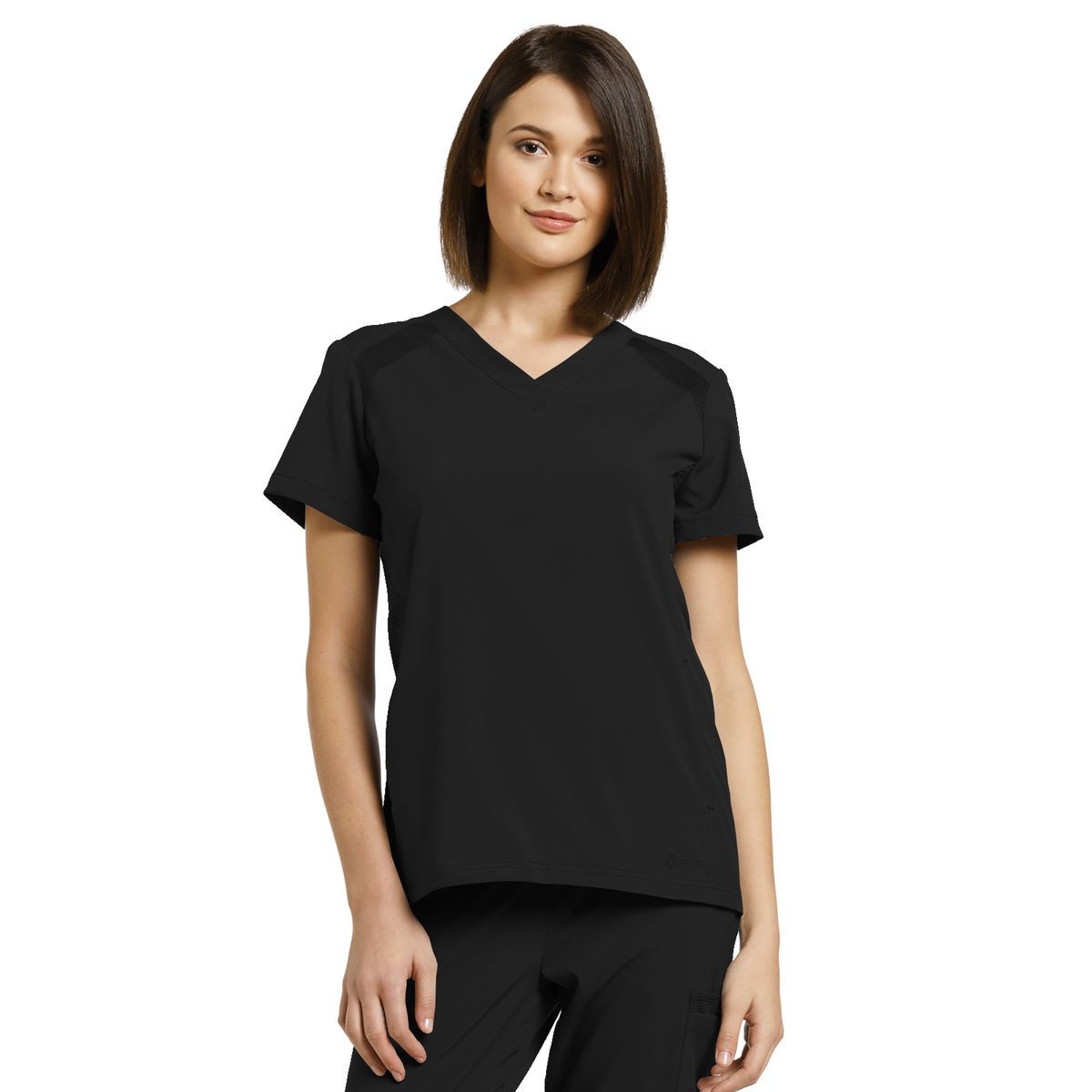White cross fit 746 women's v-neck with mesh details scrub | SWAGBOX.COM