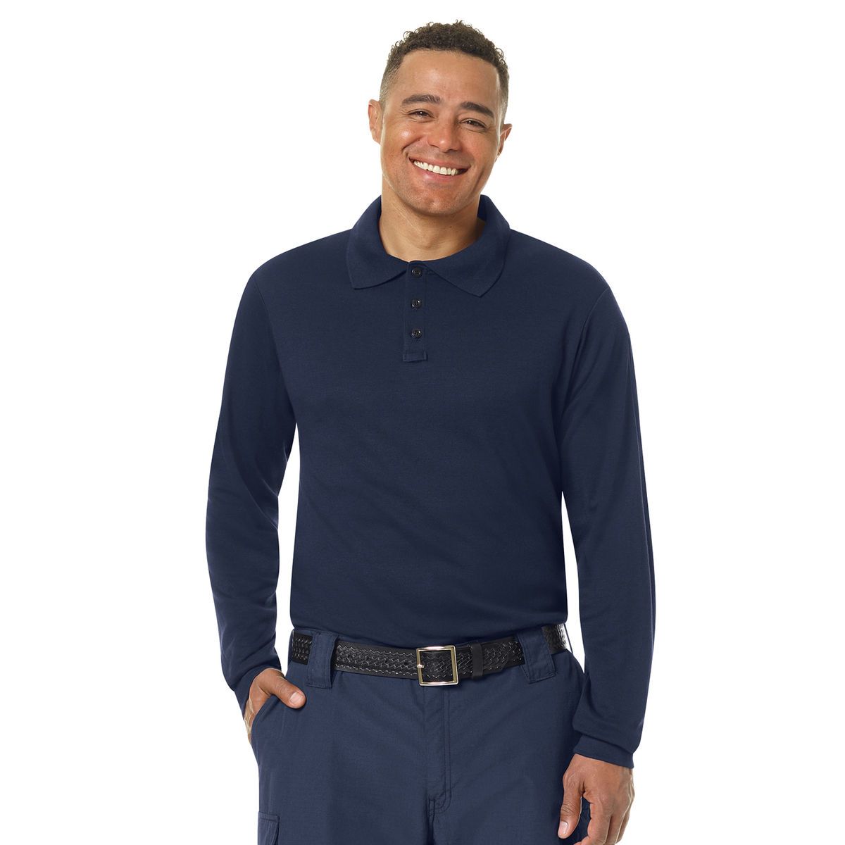 Promotional Workrite fire service men's long sleeve station wear polo ...