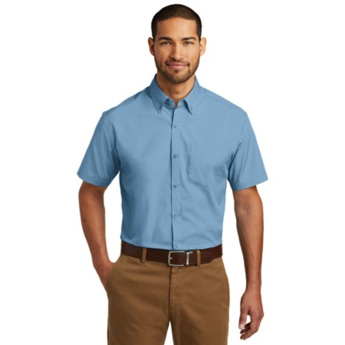 Port authority short sleeve carefree poplin shirt. w101 | Inkmule