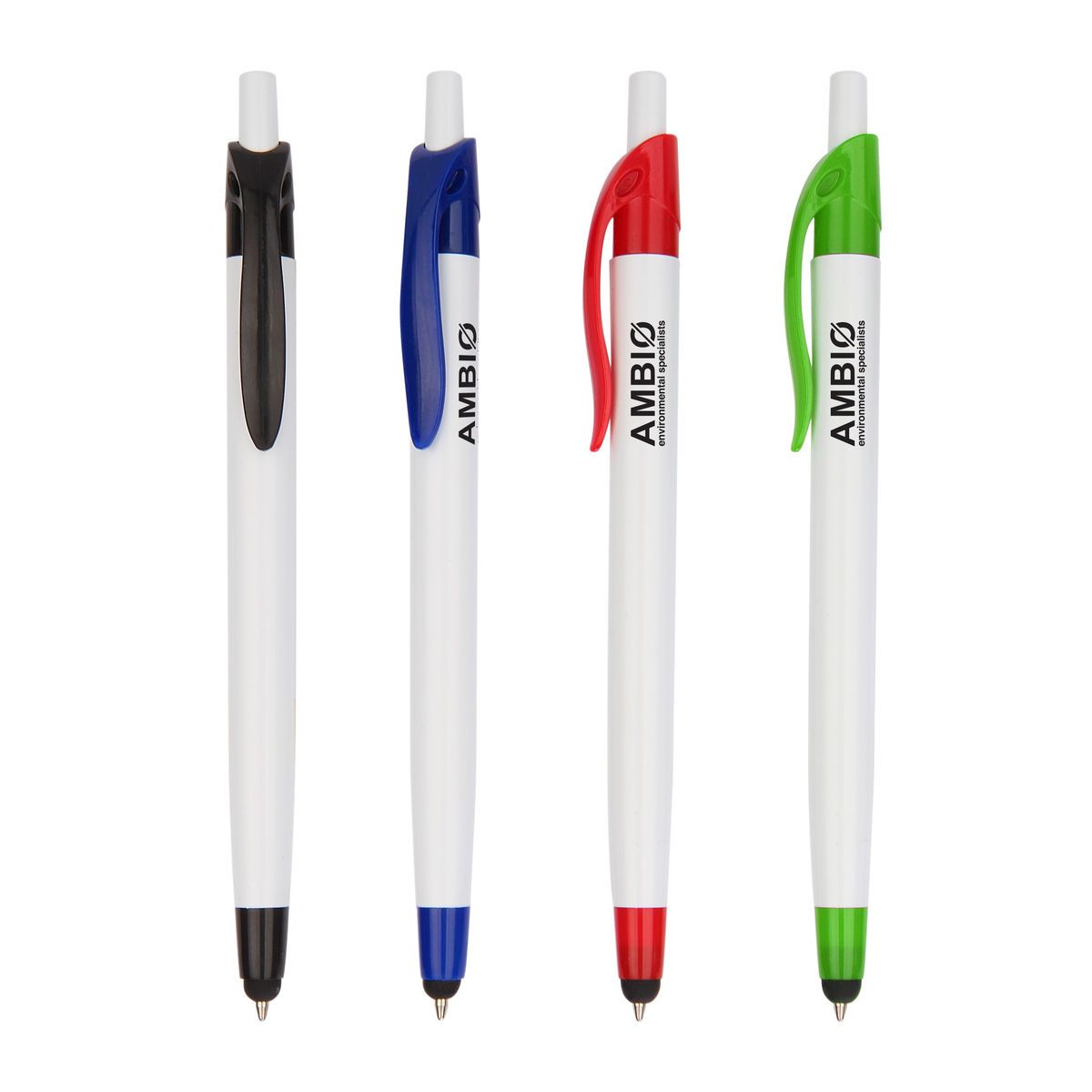 Custom Alessia push action ballpoint pen with stylus Brand Merch ...