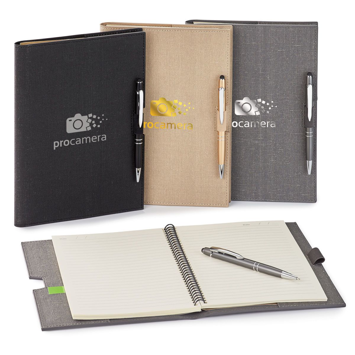 Promotional Linen refillable hard cover journal combo Personalized With ...