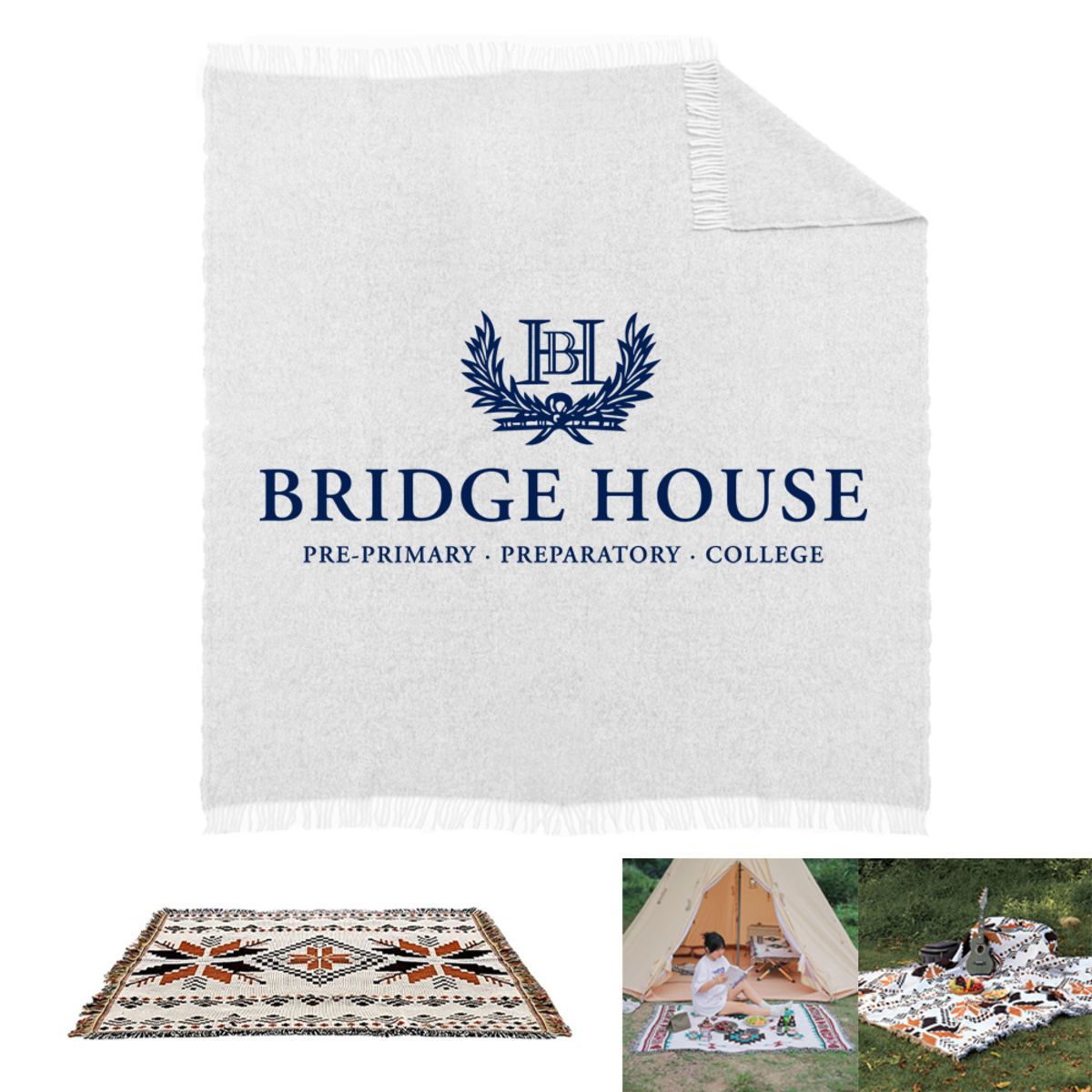 Custom Cozy outdoor camping blanket Personalized With Your Logo