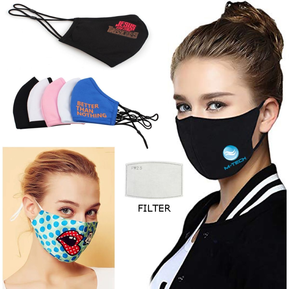 4 ply sublimated reusable face mask w carbon filter | Corporate Specialties
