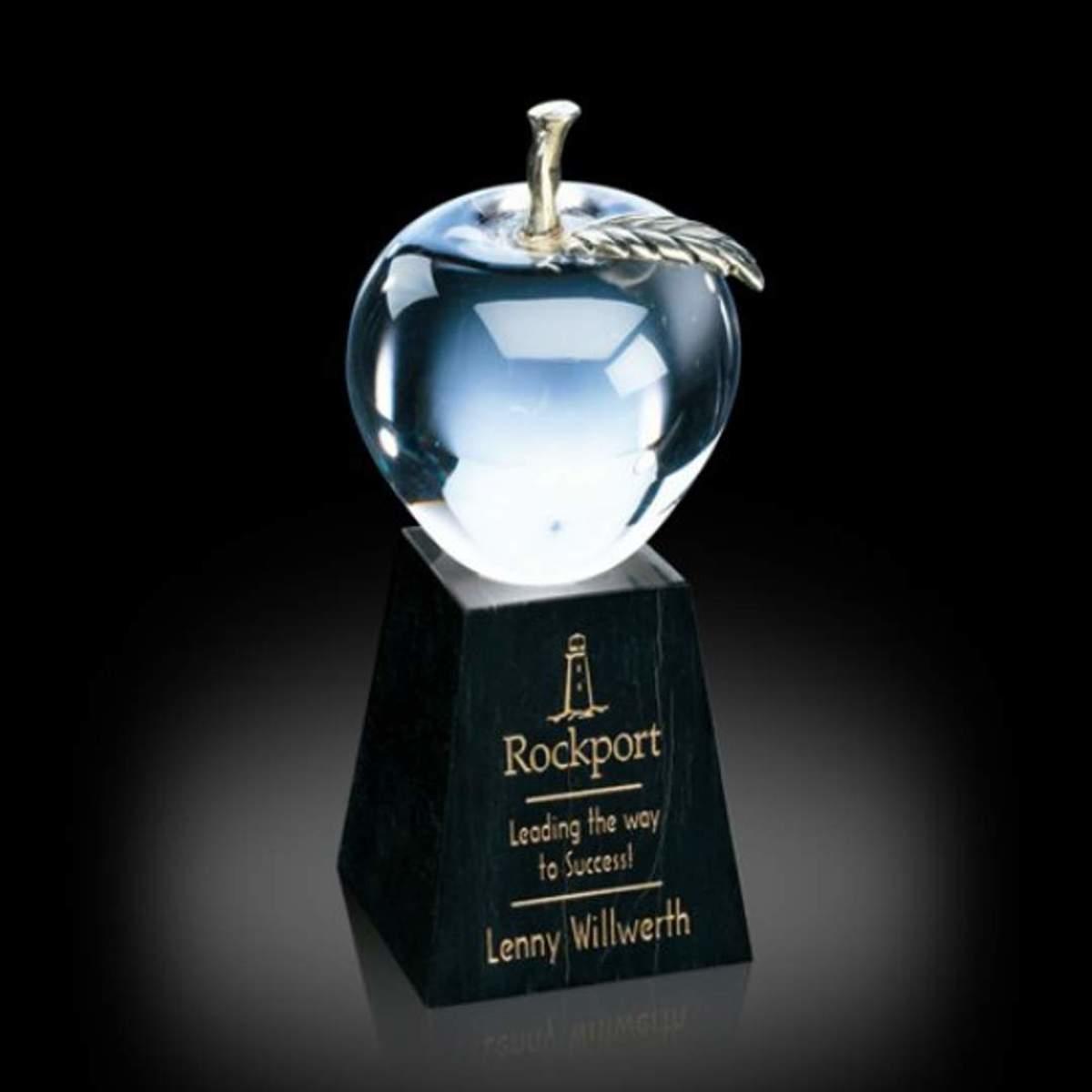 Promotional Apple award on tall marble Personalized With Your Custom Logo