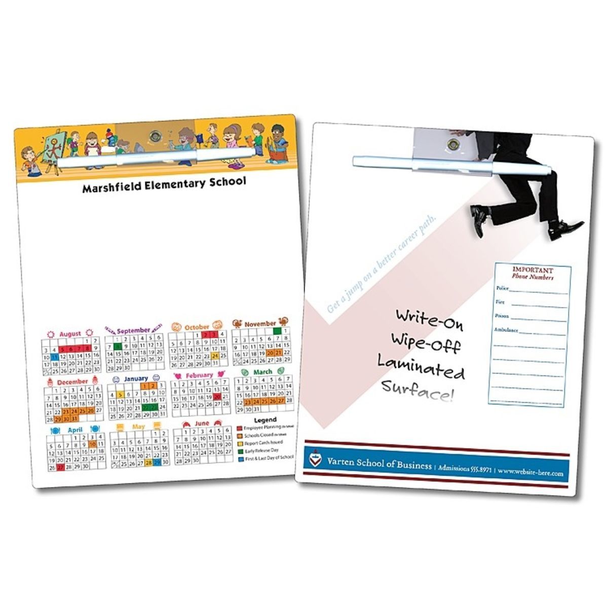 Promotional School memo board - 8.5x11 laminated - 14 pt. Personalized ...