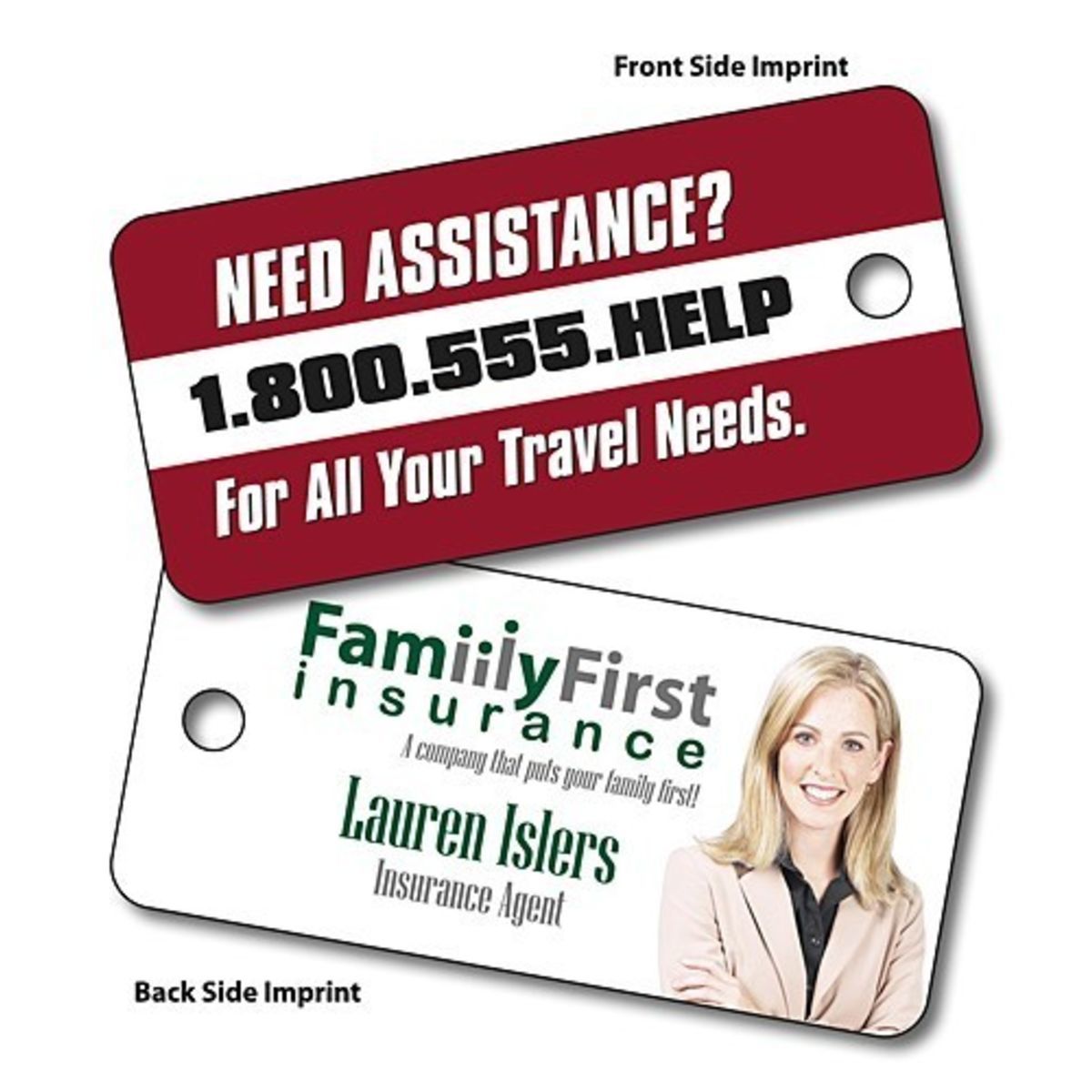 Promotional Plastic key tag laminated-2.375x1.125 (.1875 diameter hole ...