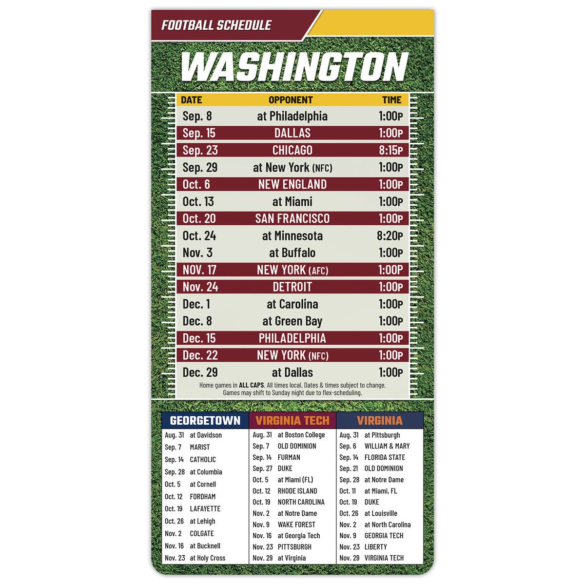 Promotional Magna-card business card magnet - football schedules (3.5x9 ...