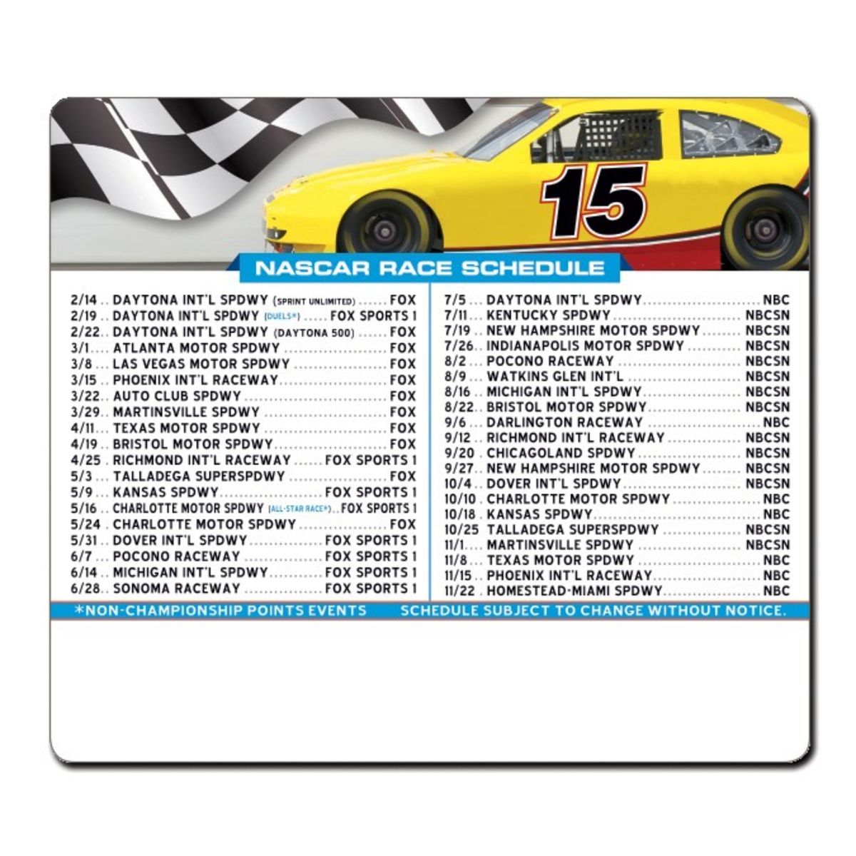 Promotional Magnet sport schedules - 3.5x4 nascar round corners - 25 ...