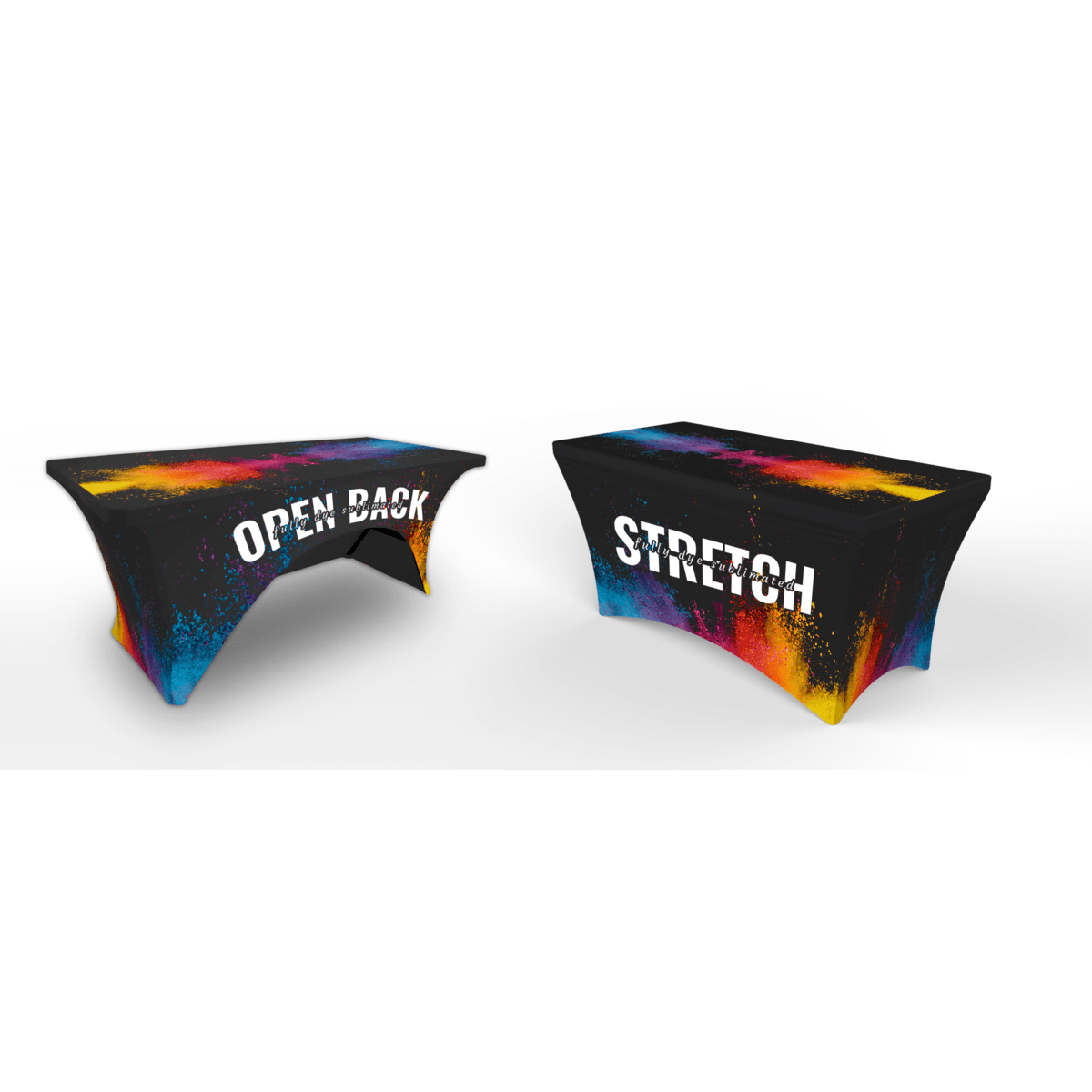 4’ spandex table cover, open back | Coggins Promo
